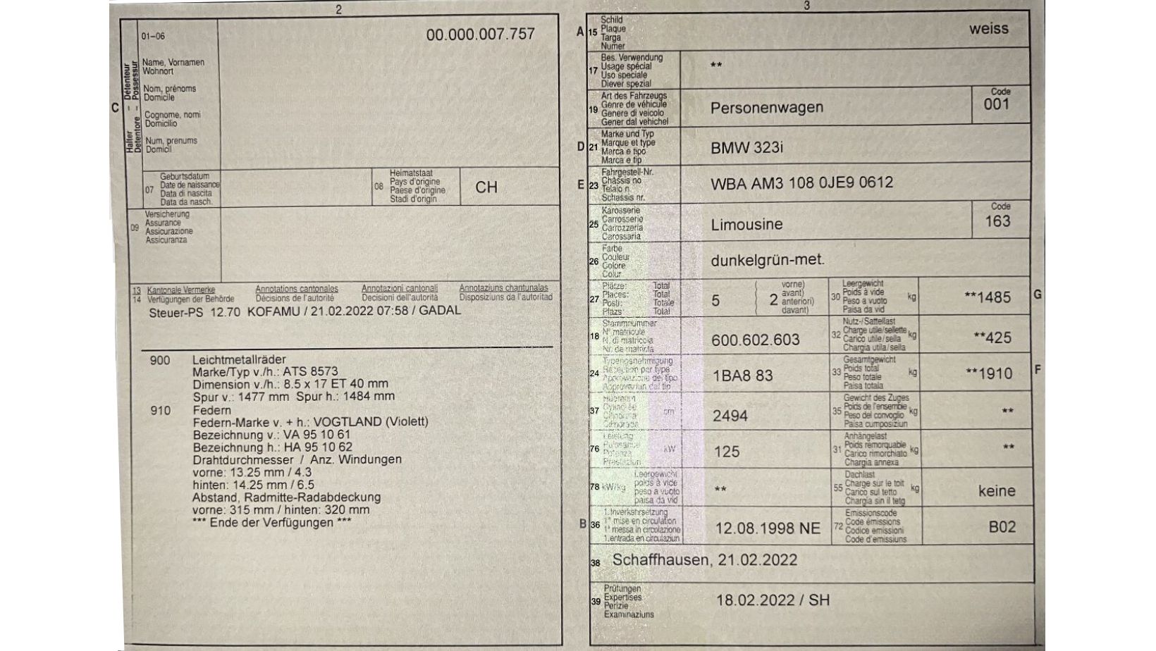 Wo finde ich was im Fahrzeugschein? - Blue Design Tuning
